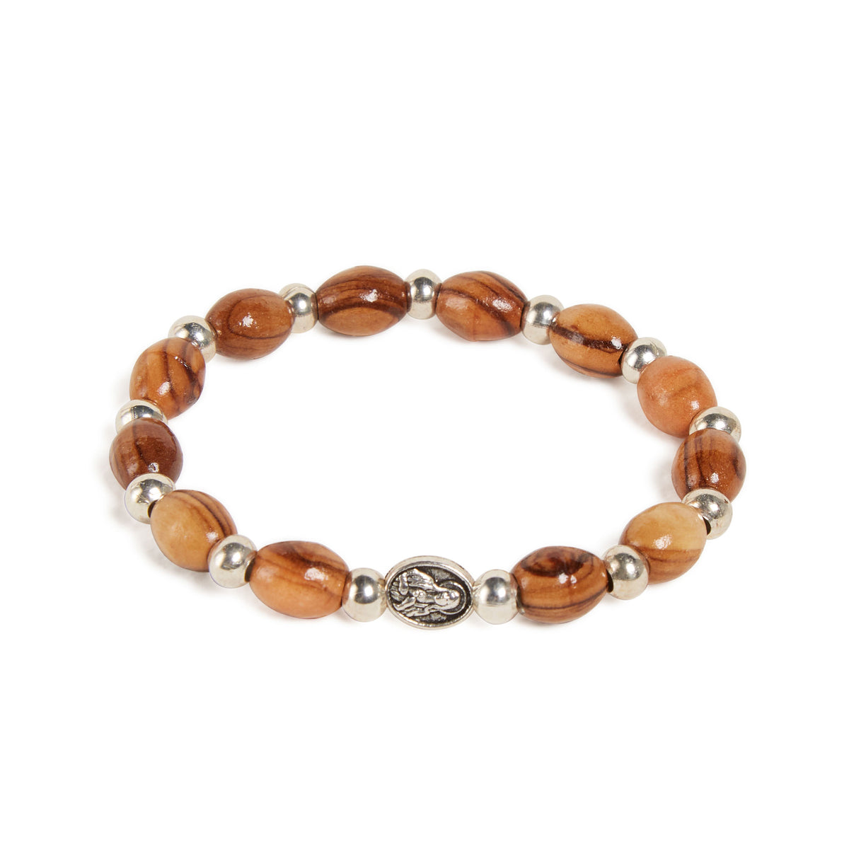 Hand Crafted Silver Bead and Olive Wood Bead Bracelet – From The Olive Tree