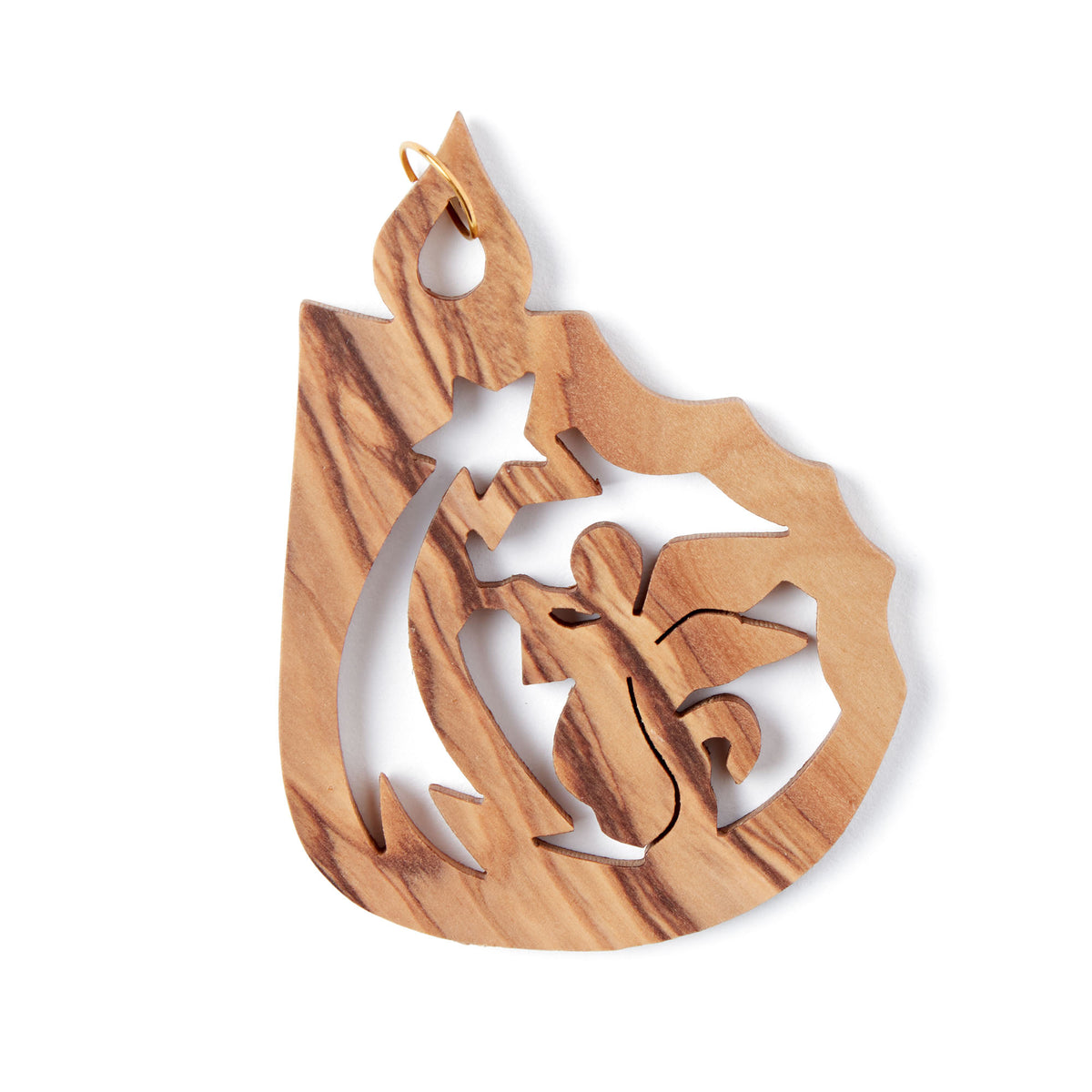 Angel 2D Christmas Tree Decoration Made From Olive Wood In Bethlehem ...