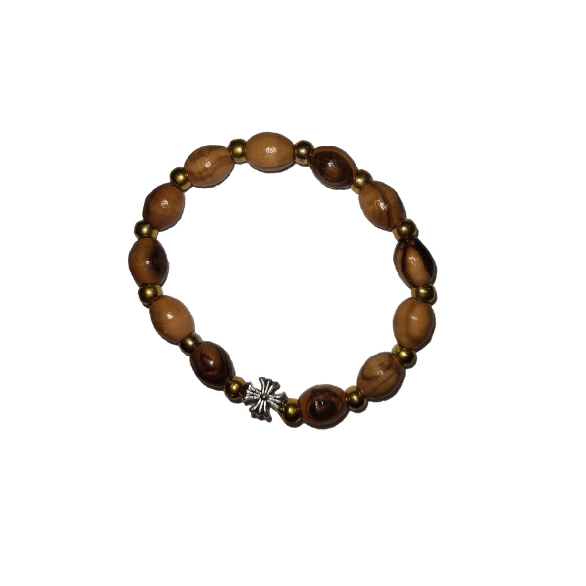 Hand Crafted Olive Wood Golden Beads Bracelet – From The Olive Tree