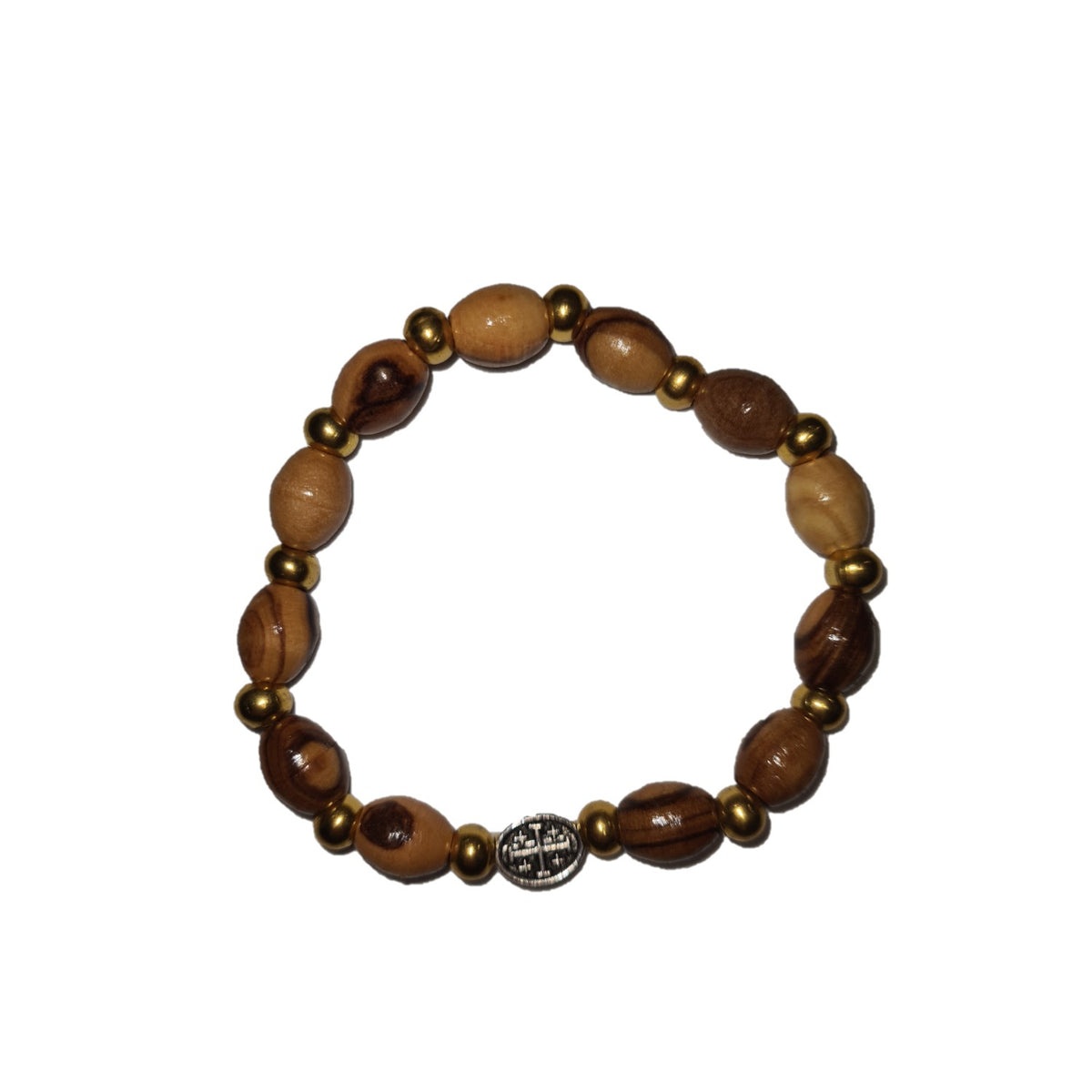 Gold Bead & Olive Wood Handmade Bead Bracelet – From The Olive Tree